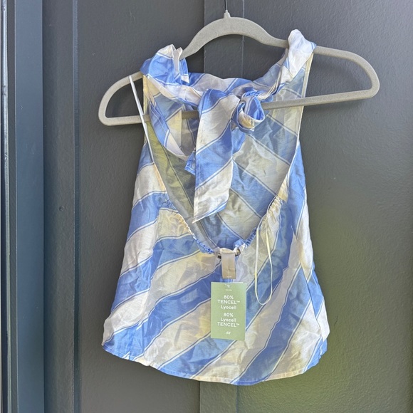 H&M | Tops | Hm Blue And White Striped Halter Top | Poshmark